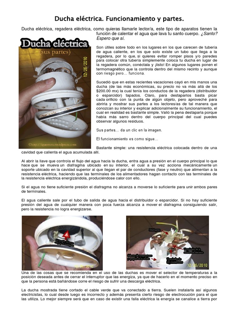 Análisis del funcionamiento y partes de una ducha eléctrica: cómo ...