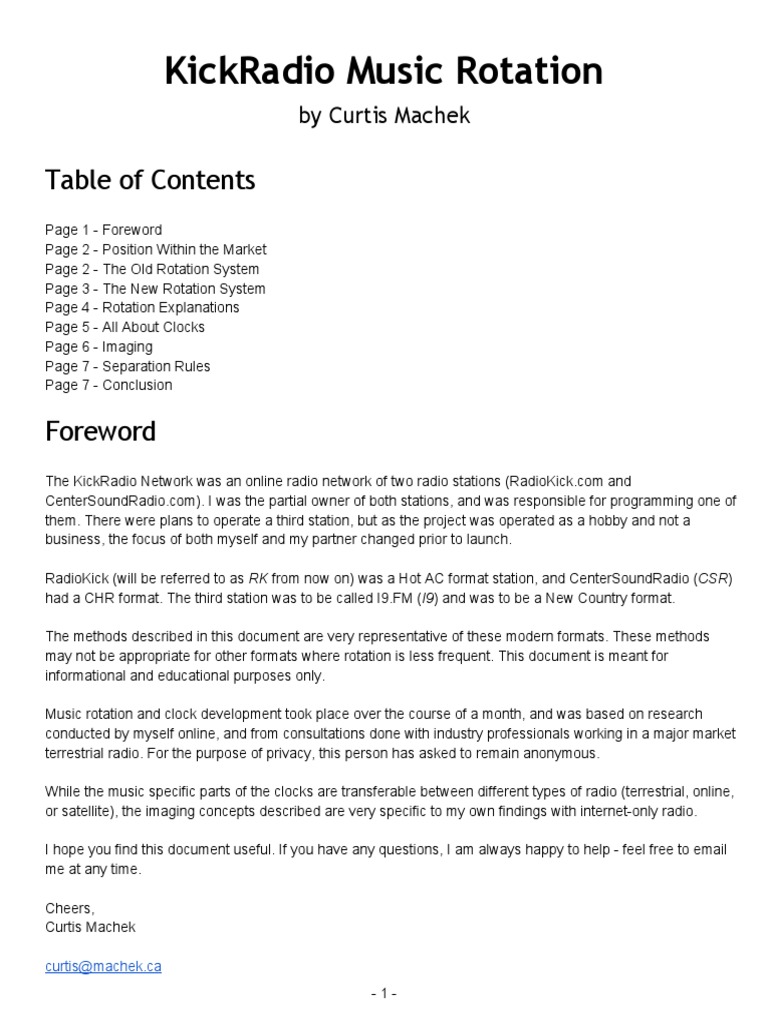 Kick Radio Music Rotation System | PDF | I Tunes | Radio