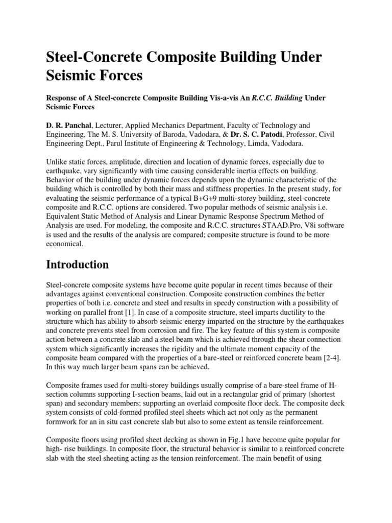 Steel-Concrete Composite Building Under Seismic Forces, D. R. Panchal ...
