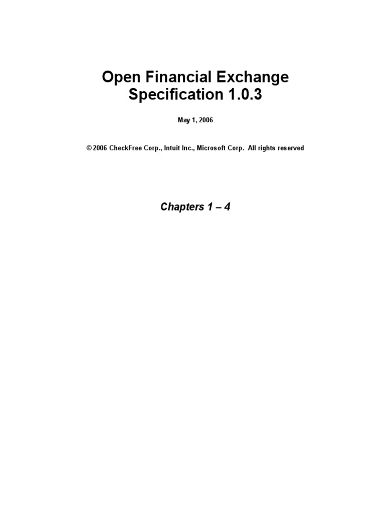Open Financial Exchange Specification 1.0.3: Chapters 1 - 4 | PDF ...