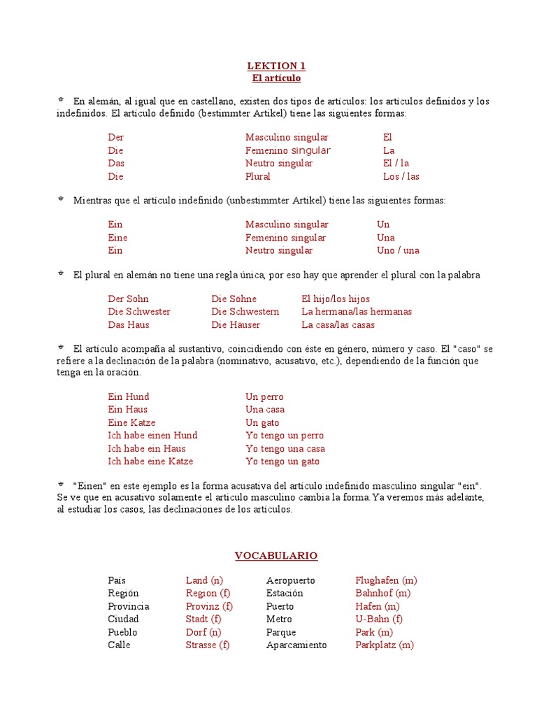 Cursos de Aleman Basico | PDF | Morfología | Onomástica