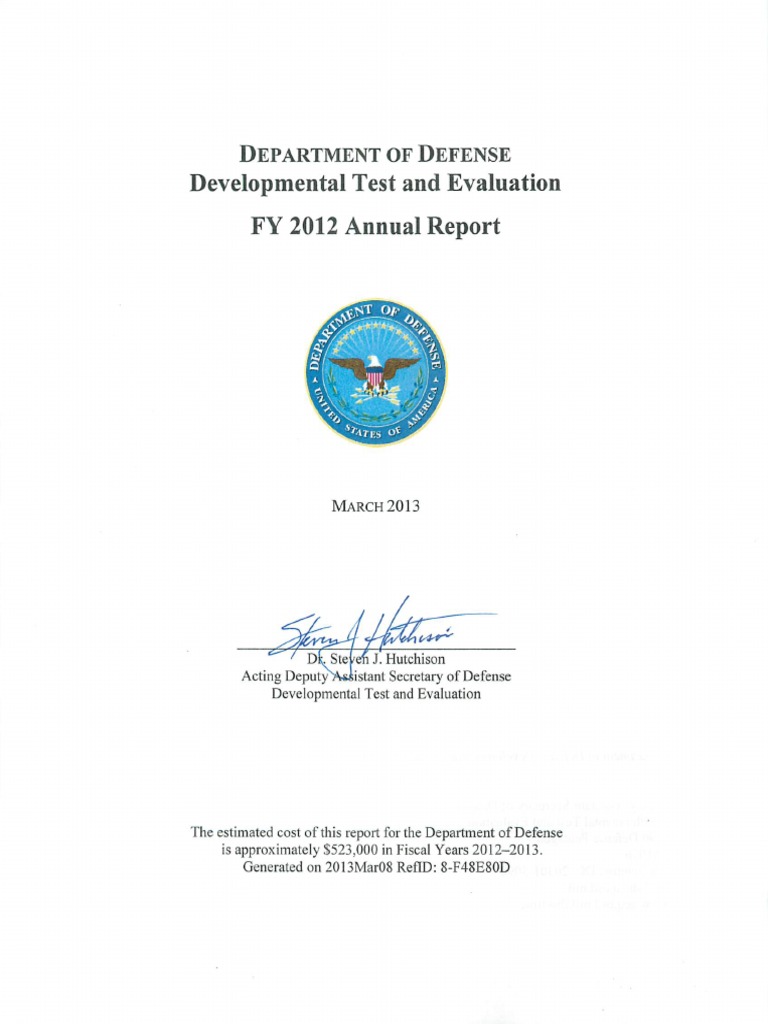Department of Defense Developmental Test and Evaluation FY 2012 Annual ...