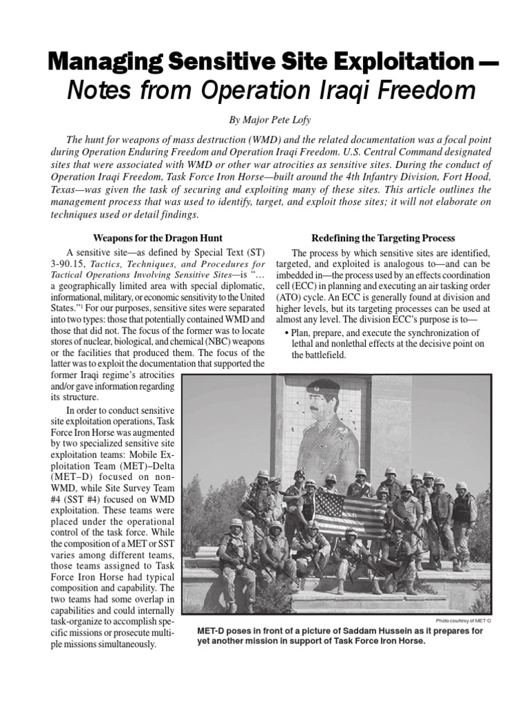 Notes From Operation Iraqi Freedom: Managing Sensitive Site ...