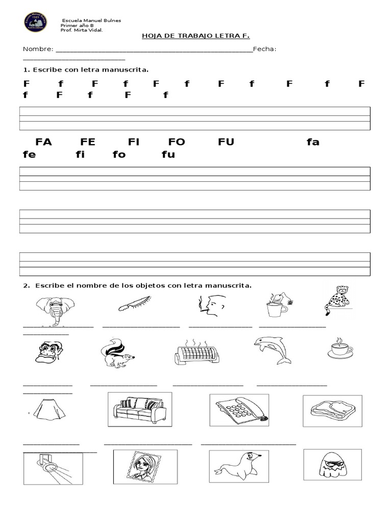 Hoja de Trabajo: Letra F | PDF | Artes del Lenguaje y Comunicación ...