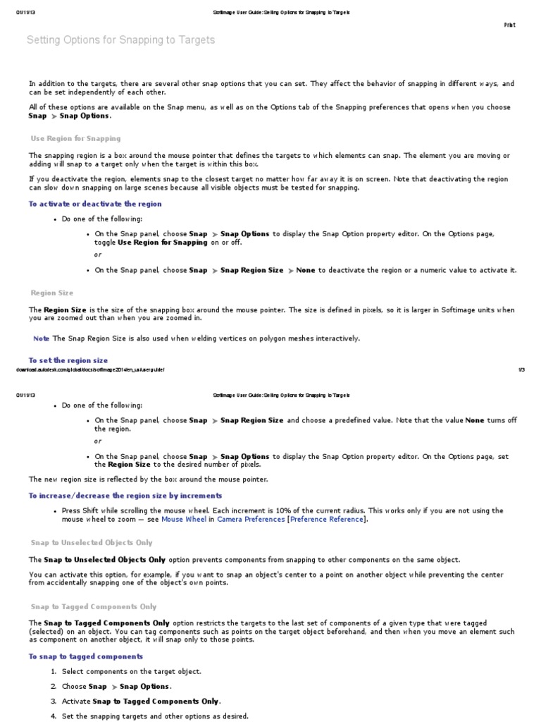 Softimage User Guide - Setting Options For Snapping To Targets | PDF | Graphics | Computer Graphics