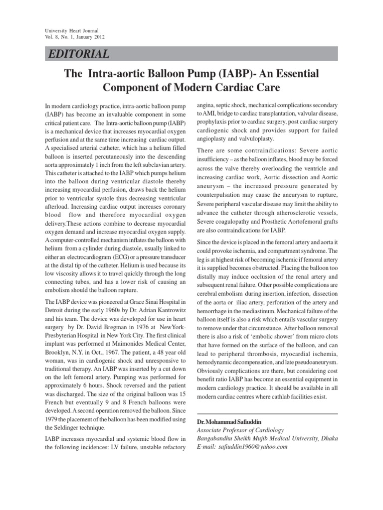 The Intra-Aortic Balloon Pump (IABP) - An Essential Component of Modern ...