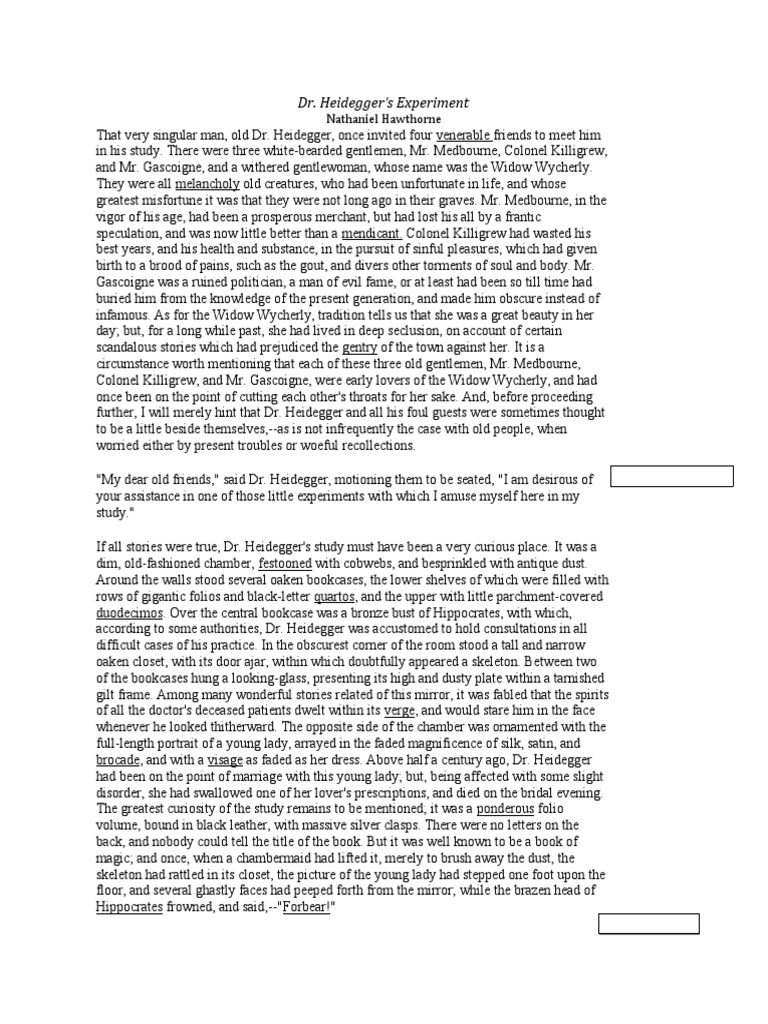 Dr. Heidegger's Experiment | PDF