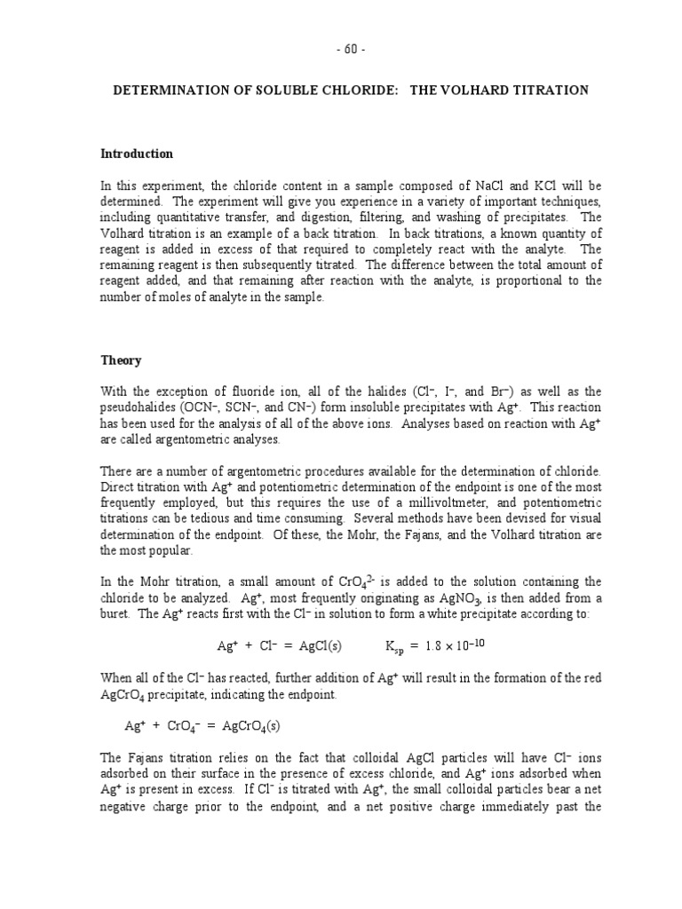 Volhard.pdf | Titration | Precipitation (Chemistry)