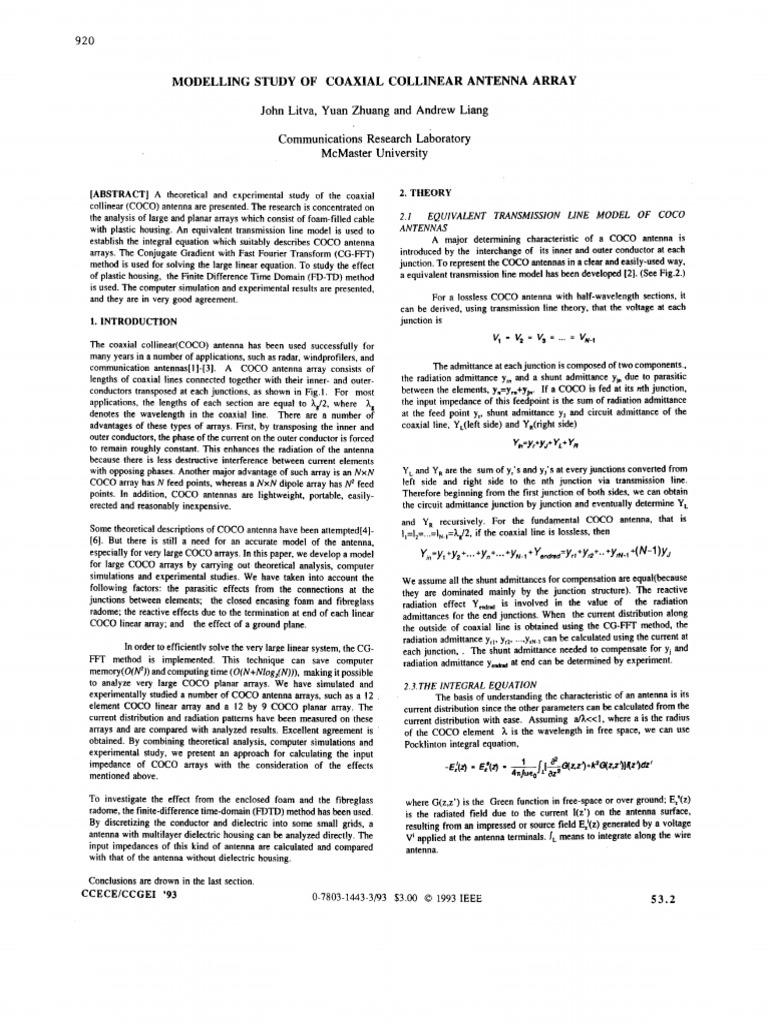 Coaxial Collinear Antenna Array Study | PDF | Antenna (Radio ...