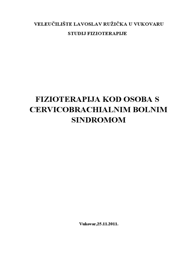 Cervicobrachialni Bolni Sindrom PDF | PDF