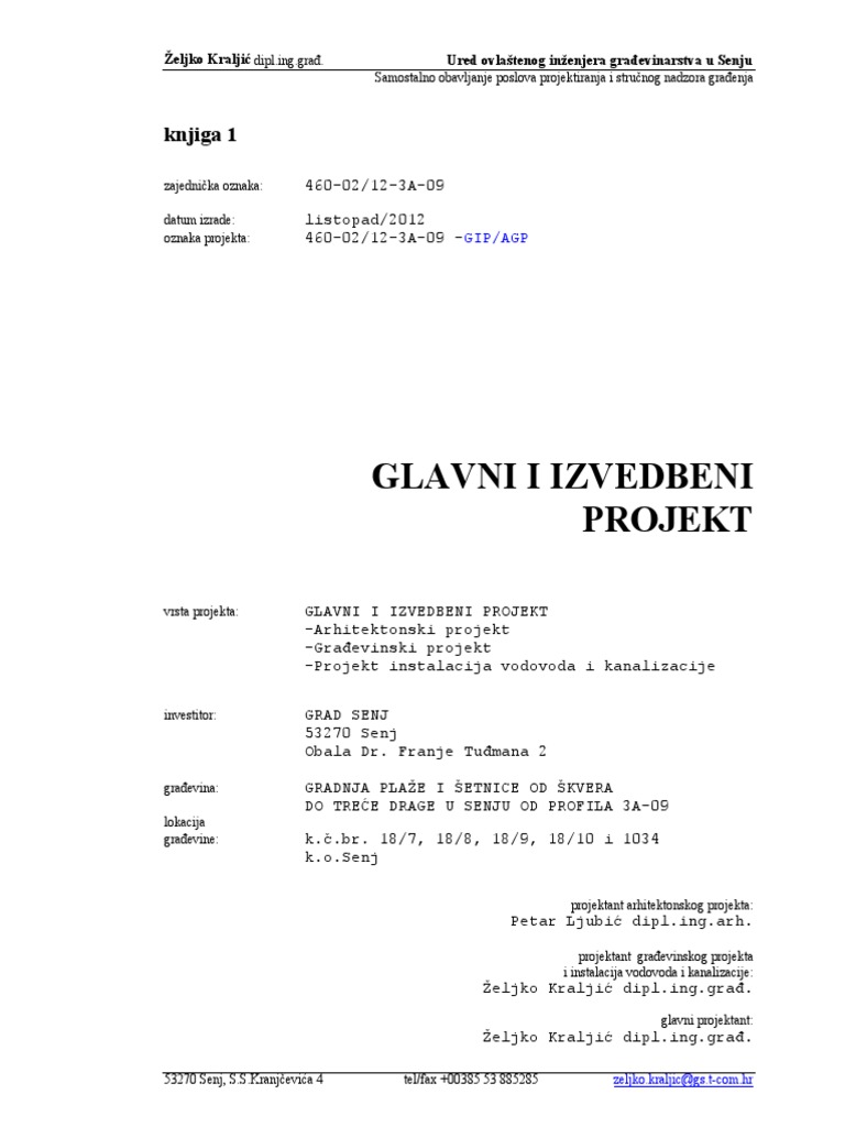 Glavni I Izvedbeni Projekt-Tekstualni Dio | PDF