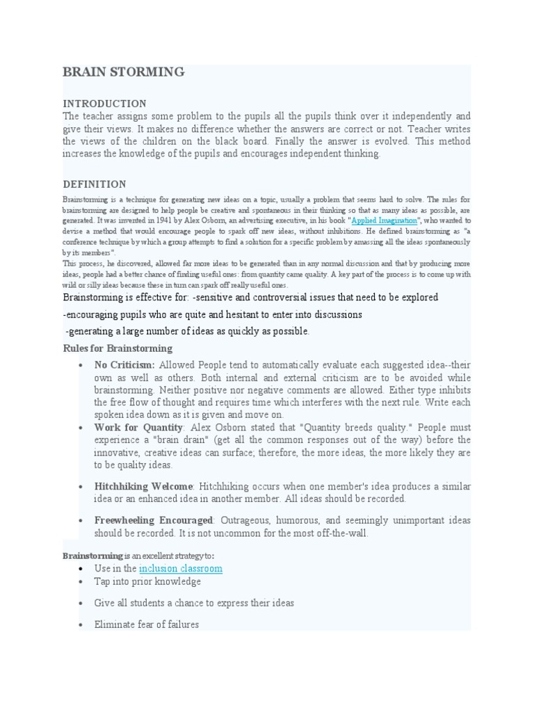 Brain Storming | PDF | Brainstorming | Human Communication