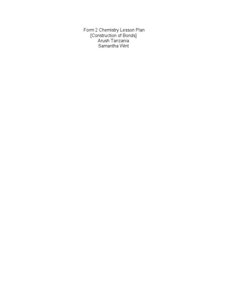 Form 2 Chemistry: Bond Construction Lesson | PDF | Further Education