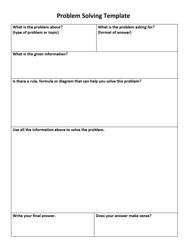 Problem Solving Template | PDF