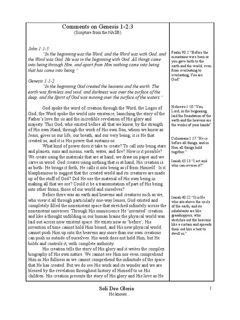 Genesis Creation Account With References | PDF | Genesis Creation ...