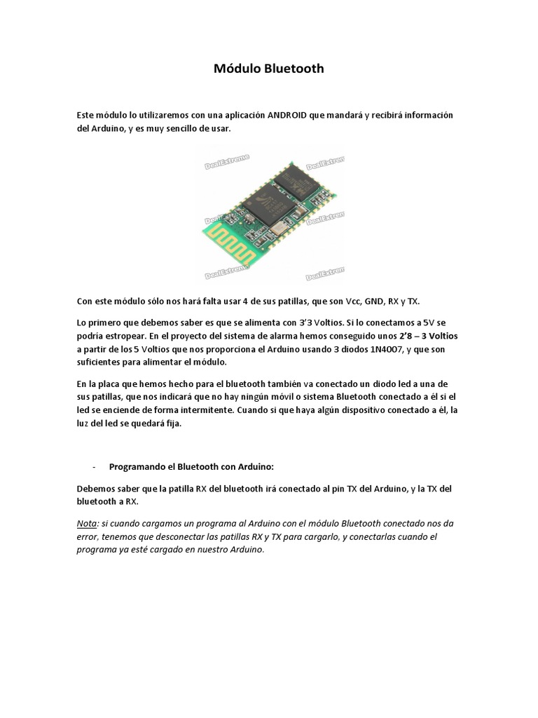 Documentación Bluetooth | PDF | Arduino | Diodo emisor de luz