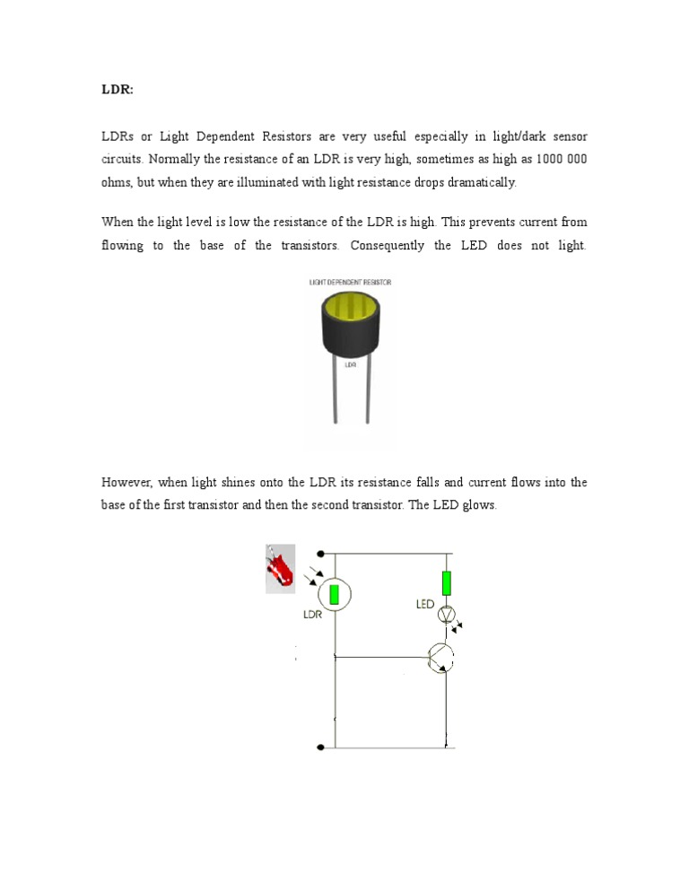 LDR: LDRs or Light Dependent Resistors Are Very Useful Especially | PDF