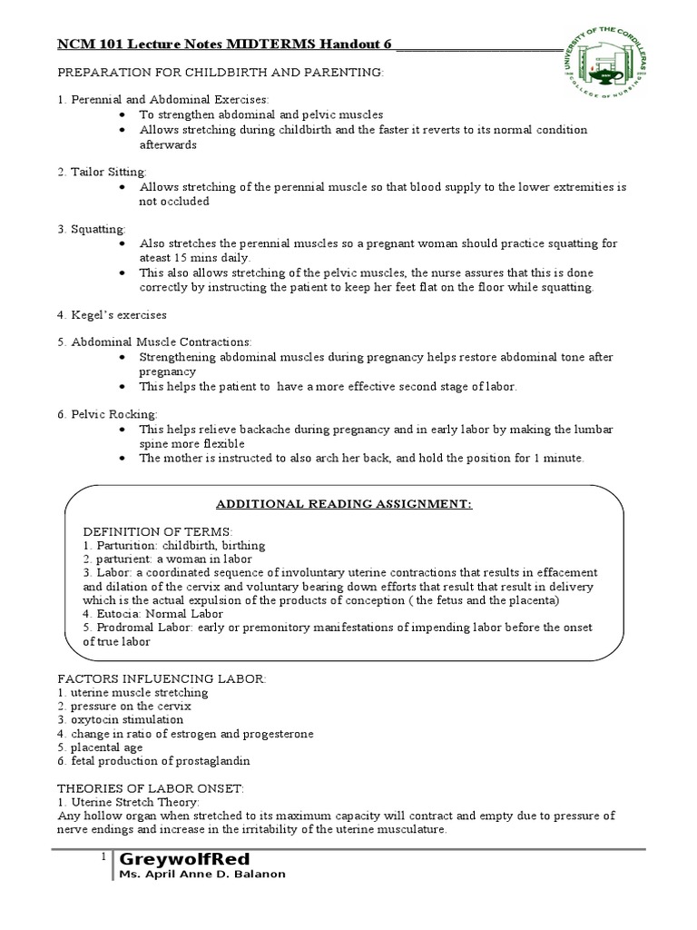 NCM 101 Lecture Notes MIDTERMS Handout 6 | PDF