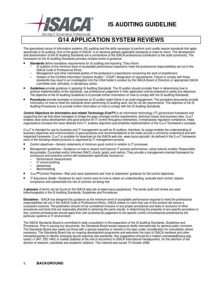 Application Sys. Review | PDF | Cobit | Audit
