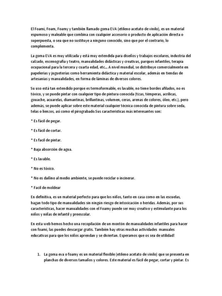 El Foami Pdf Productos Quimicos Artes General