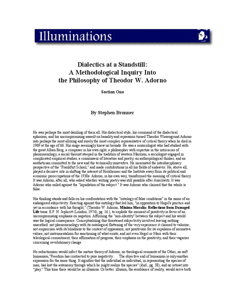 Dialectics at A Standstill | PDF | Theodor W. Adorno | Frankfurt School