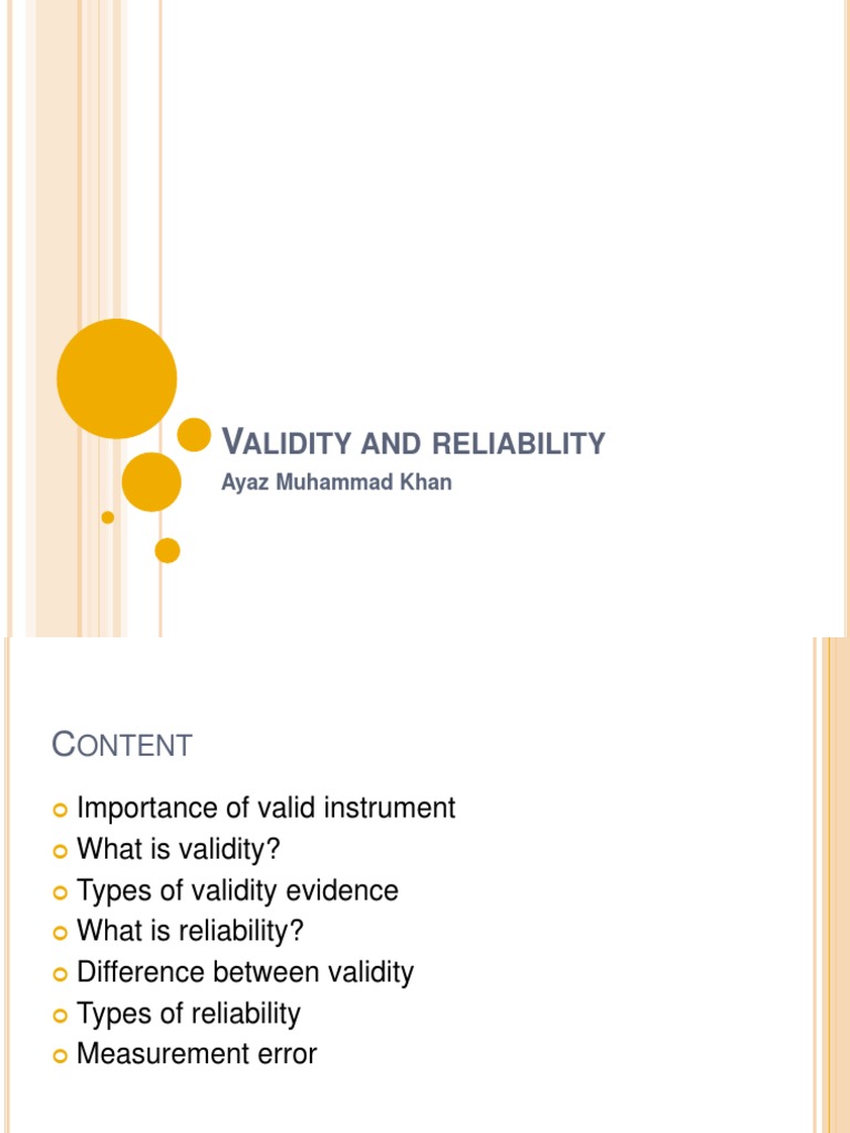 Validity and Reliability | PDF | Validity (Statistics) | Educational Psychology