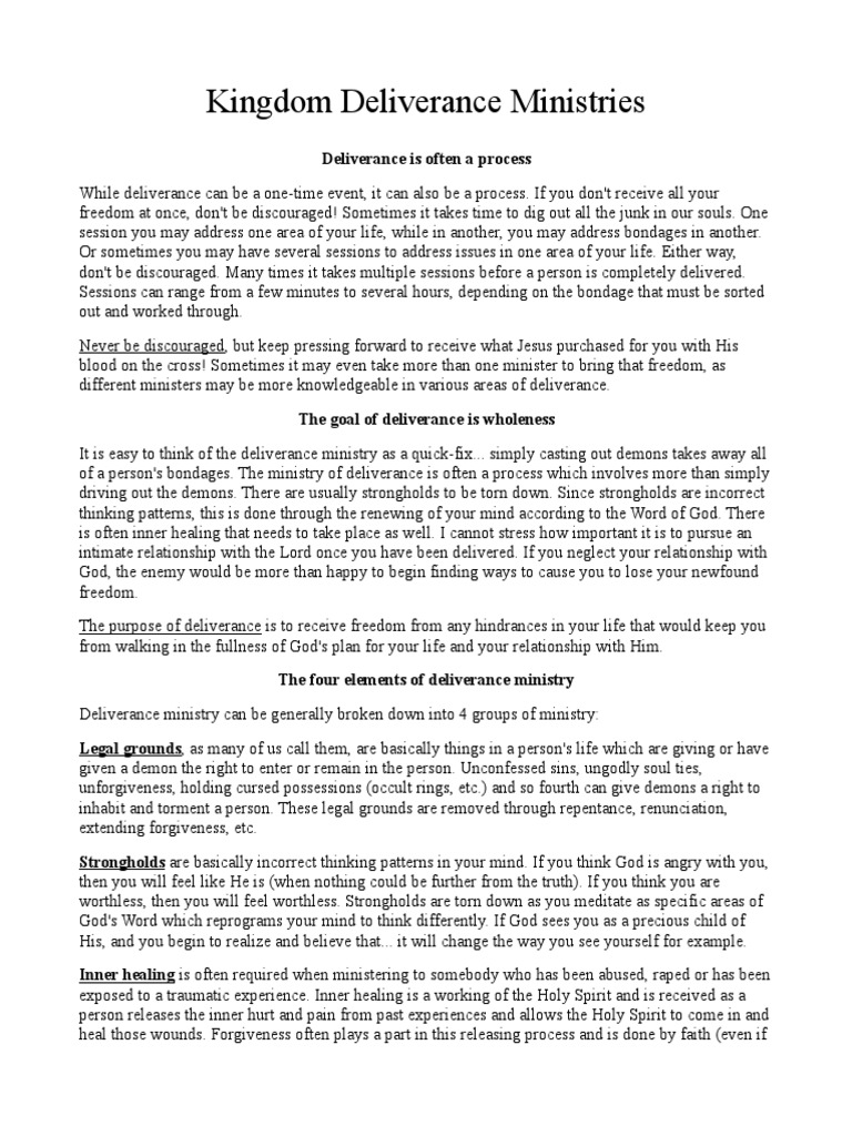 Preparing For Deliverance | PDF | Deliverance Ministry | Demons