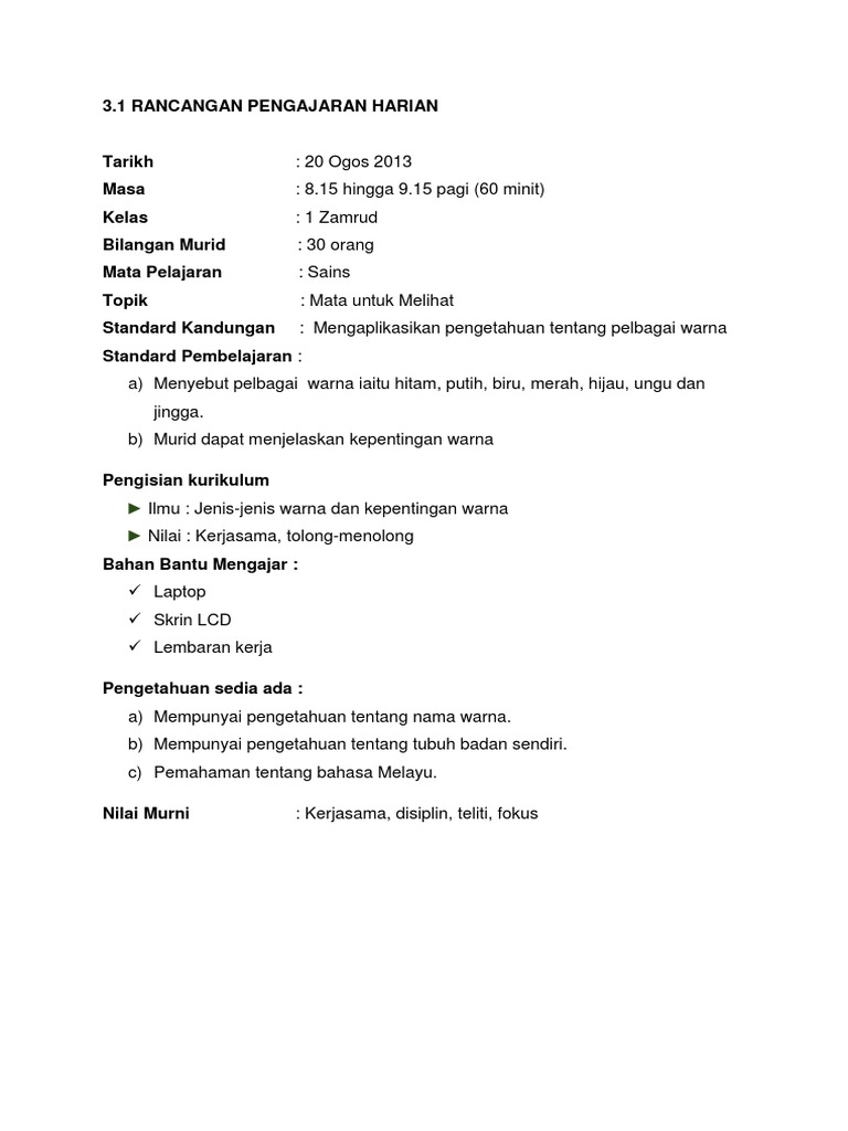 RPH Sains: Mata untuk Melihat | PDF
