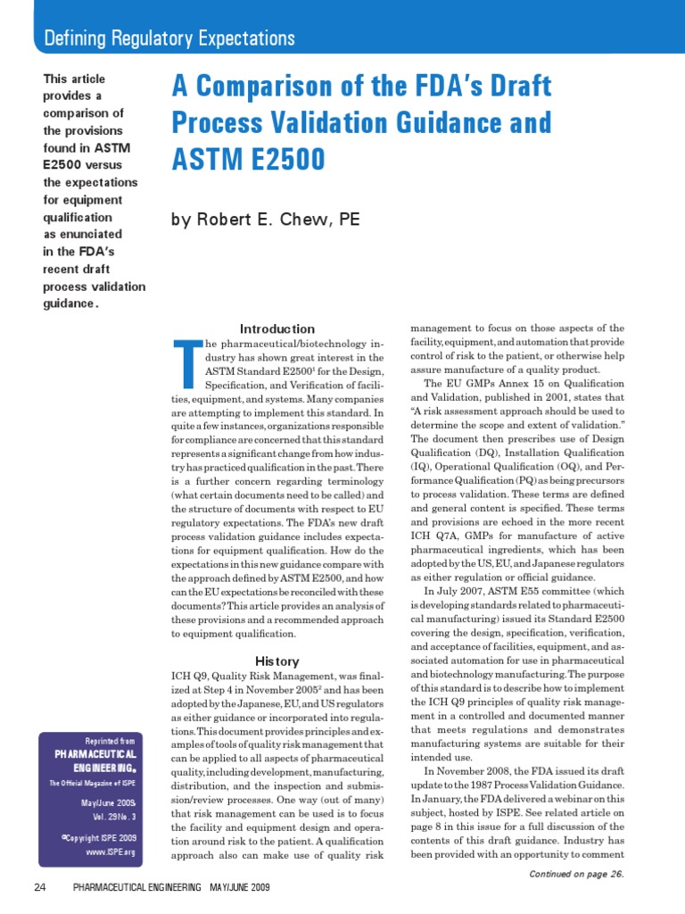 Process Validation USFDA Vs E2500 | Download Free PDF | Verification ...