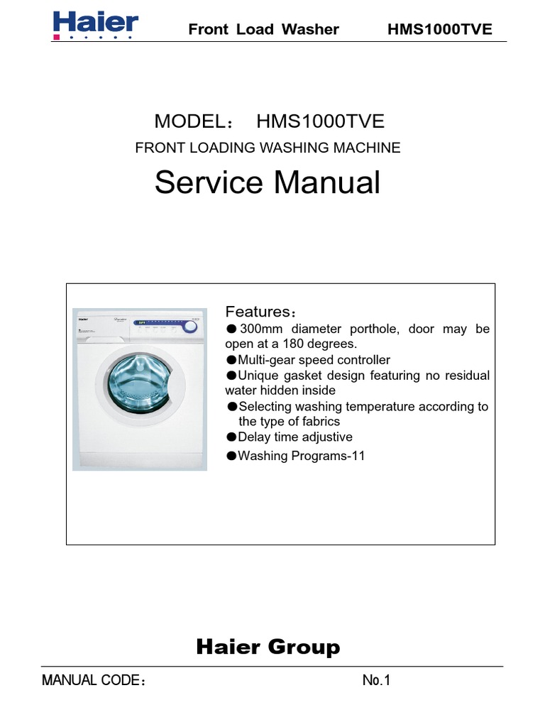 Haier manual.pdf | Washing Machine | Screw