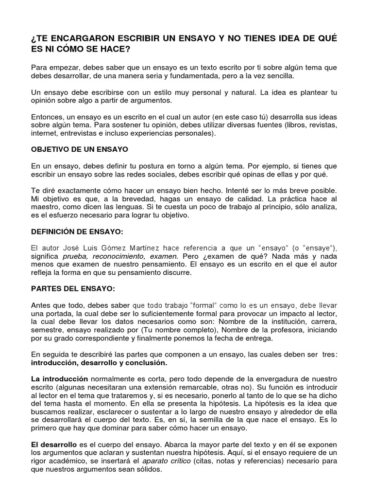 Como Elaborar Un Ensayo | PDF | Ensayos | Certeza