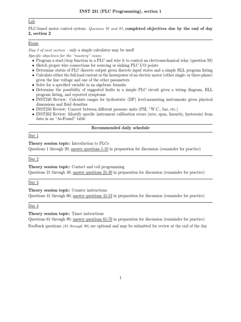 PLC Programming Examples PDF | PDF | Programmable Logic Controller ...