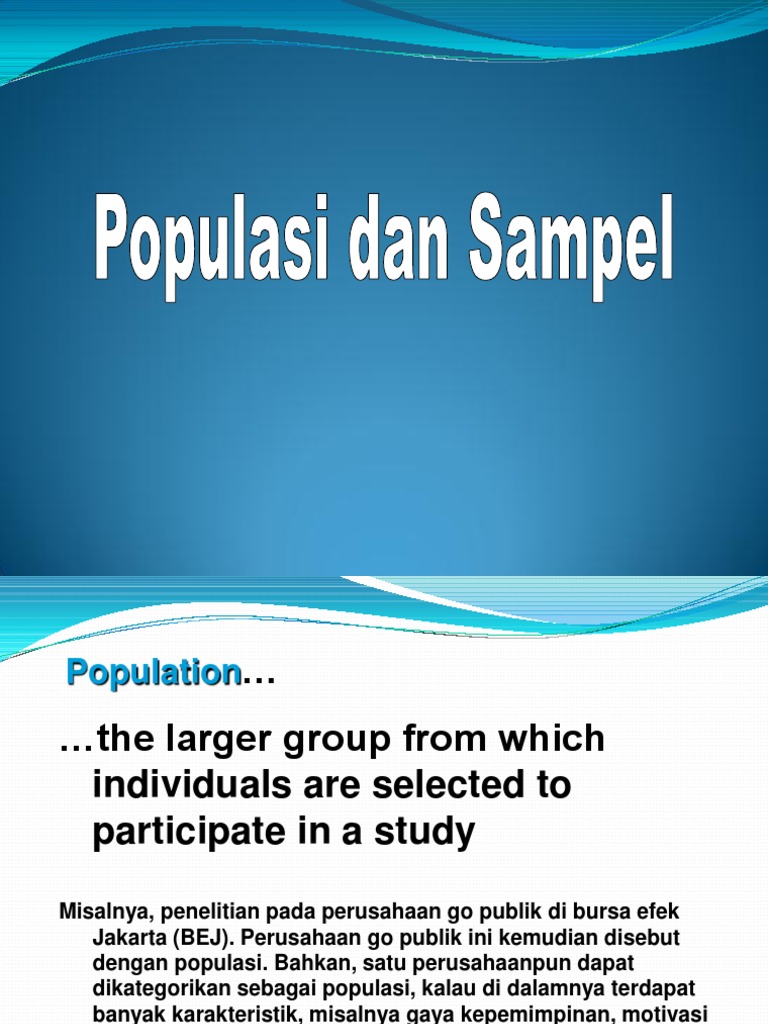 Sample Dan Populasi | PDF | Stratified Sampling | Sampling (Statistics)