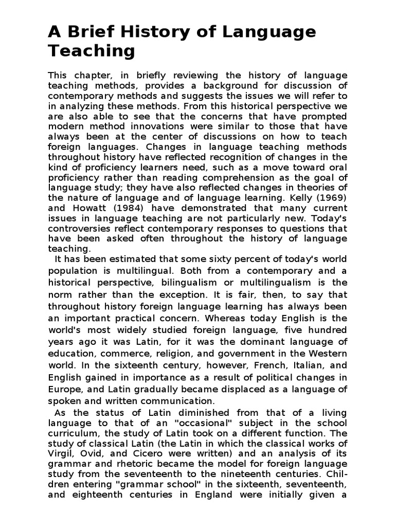 History of Language Teaching Methods | PDF | Language Education ...