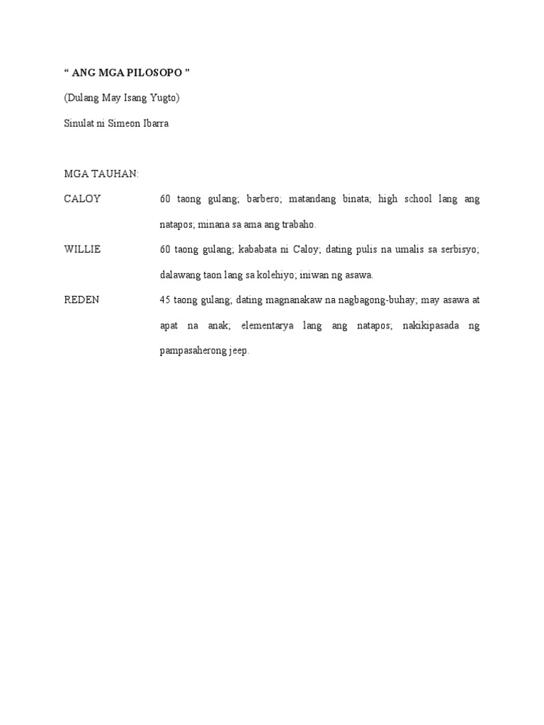 Ang Mga Pilosopo (Synopsis) | PDF