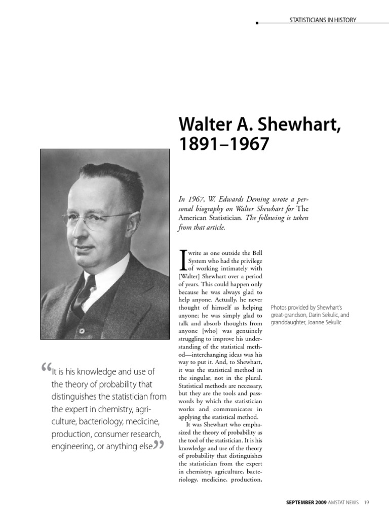 Walter A. Shewhart: Founding Father of Modern Statistical Quality ...