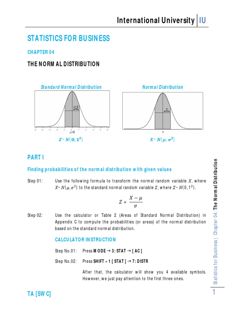STATISTICS FOR BUSINESS - CHAP04 - The Normal Distribution PDF | PDF ...