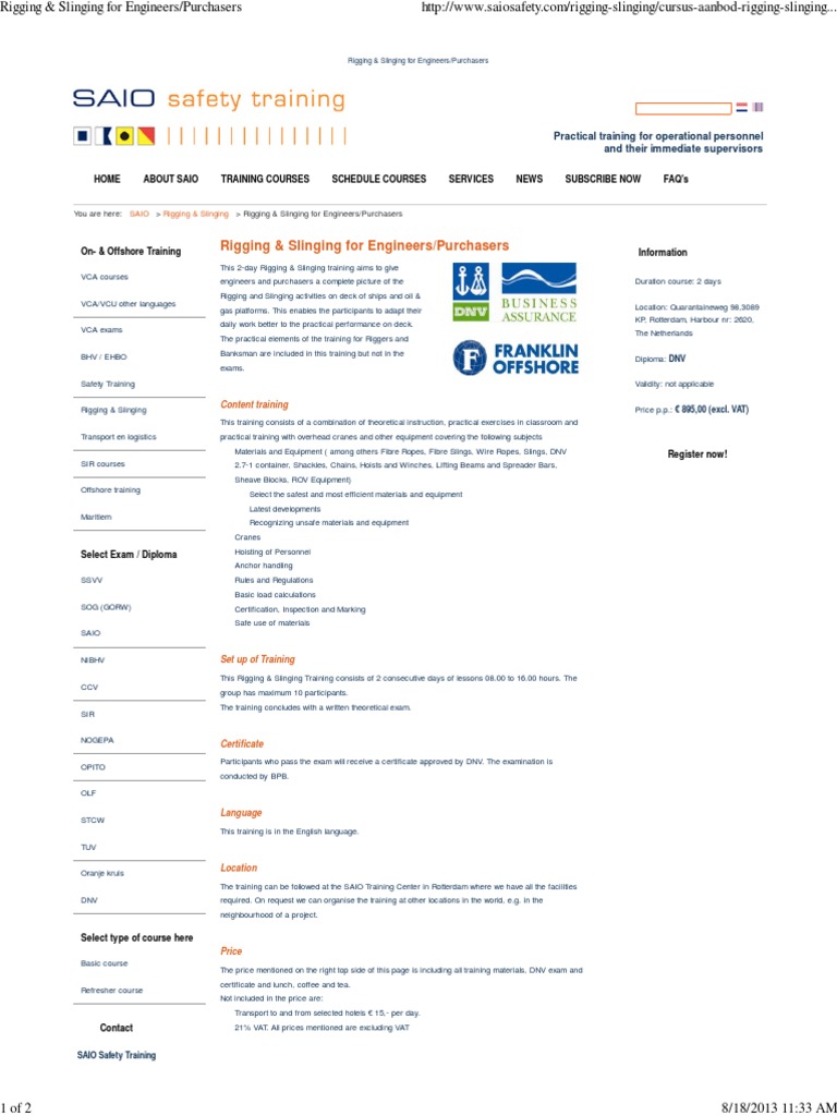 Rigging & Slinging For Engineers - Purchasers PDF | PDF | Crane ...