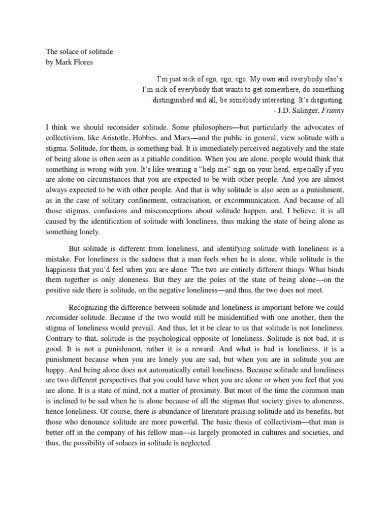 The Solace of Solitude | PDF | Arthur Schopenhauer | Solitude