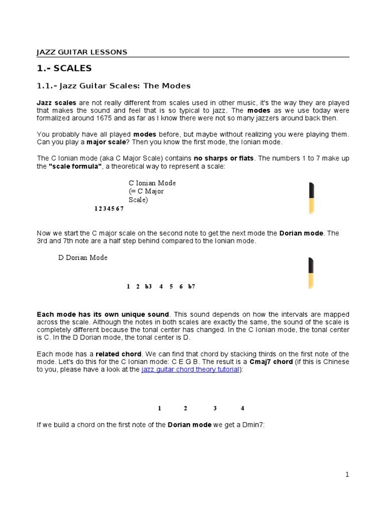 Jazz Guitar Lessons PDF | Download Free PDF | Scale (Music) | Mode (Music)