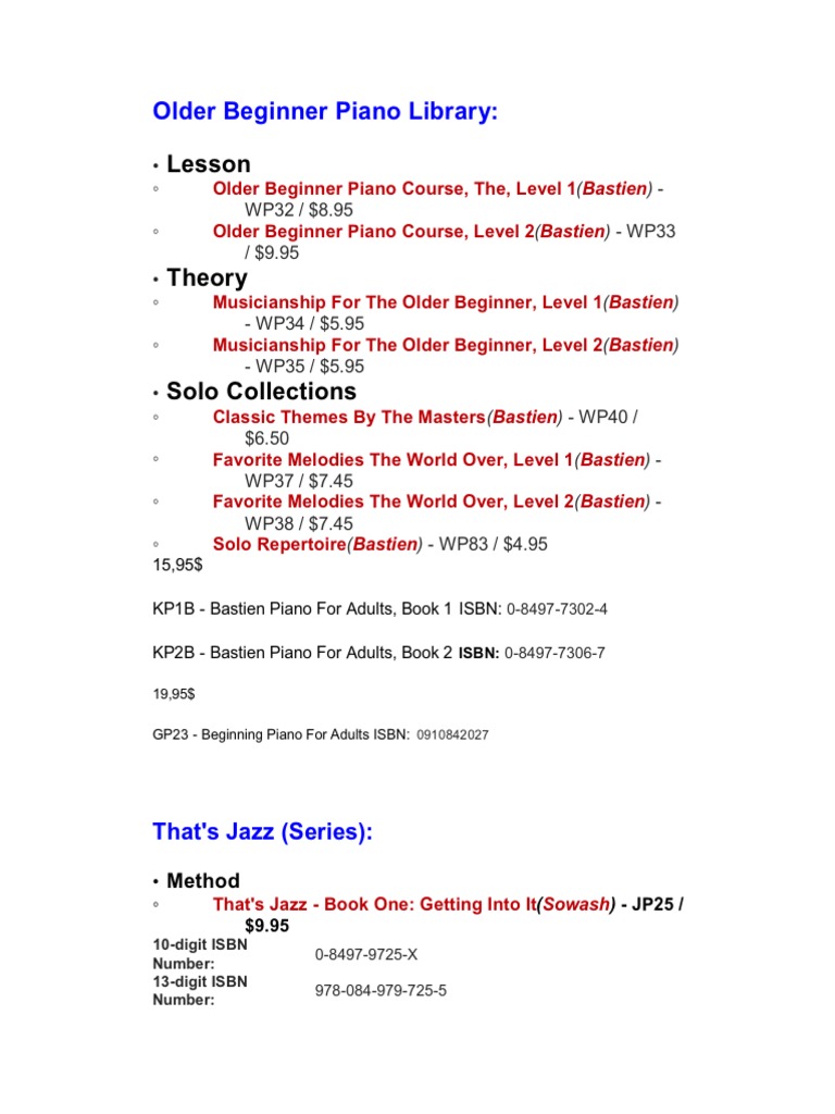 Bastien Piano Course Overview | PDF