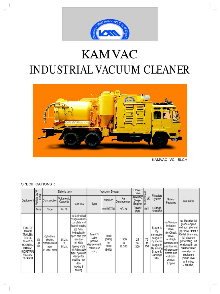 KAMVAC Industrial Vacuum Cleaner Specs | PDF