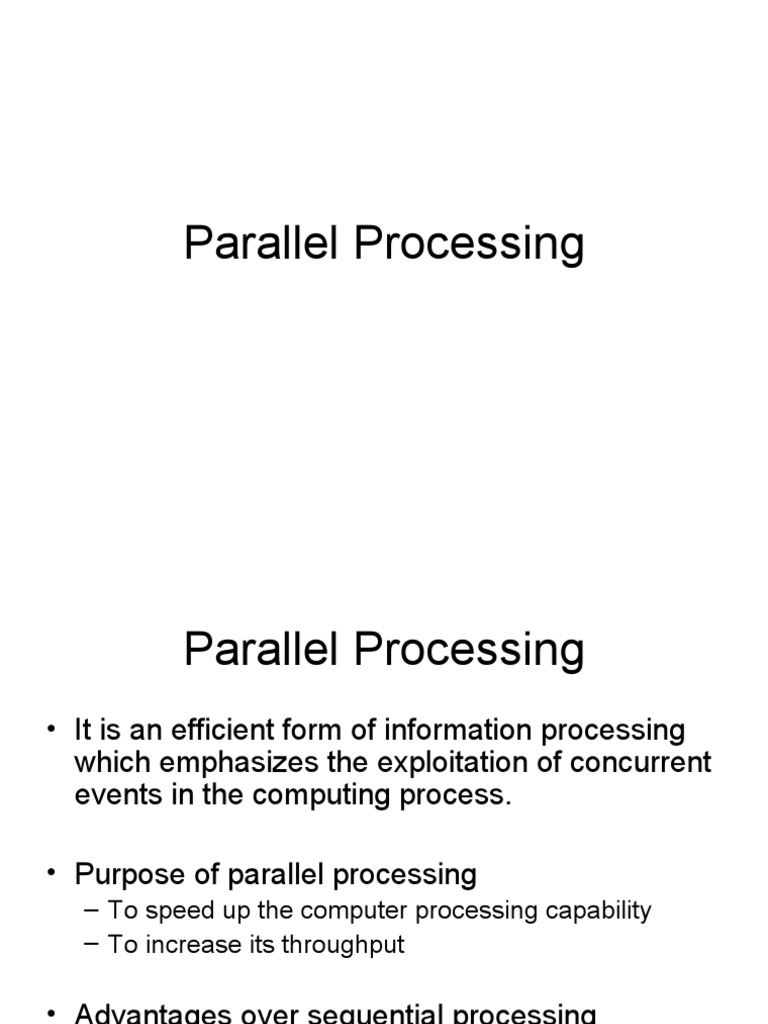 1 Parallel Processing Parallel Computing Central Processing Unit