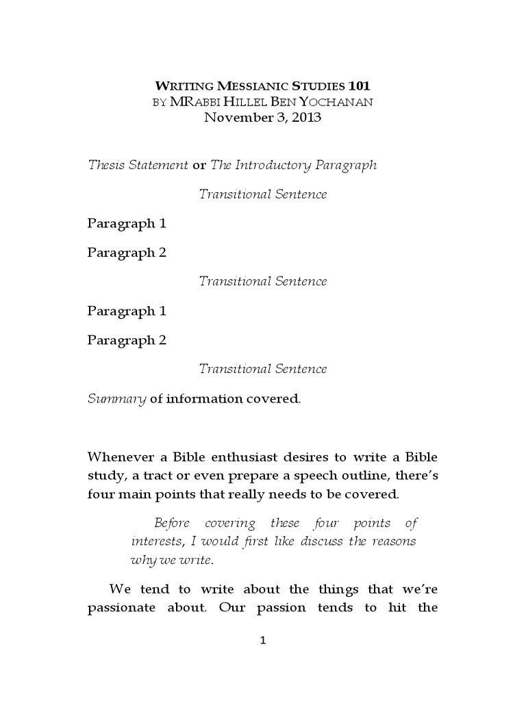 Writing Messianic Studies 101 | PDF