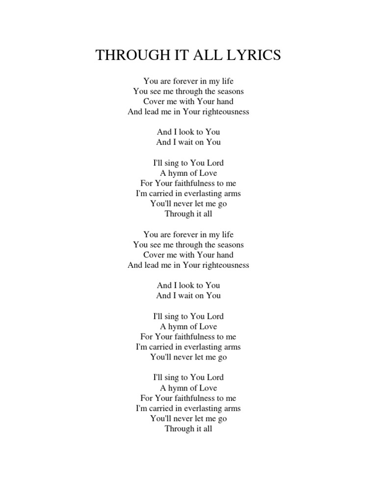Through It All Lyrics | PDF | Religion & Spirituality | Poetry