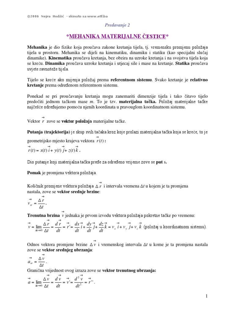 Skripta Fizika | PDF