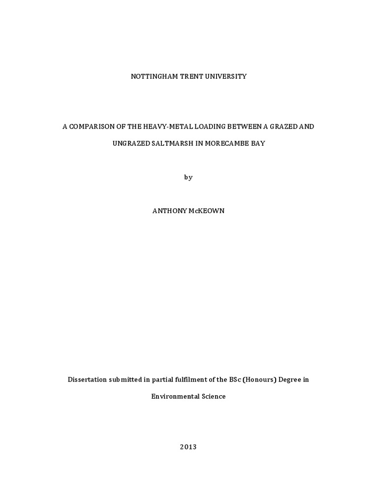 BSC (Hons) Environmental Science: Dissertation | PDF | Soil | Wetland