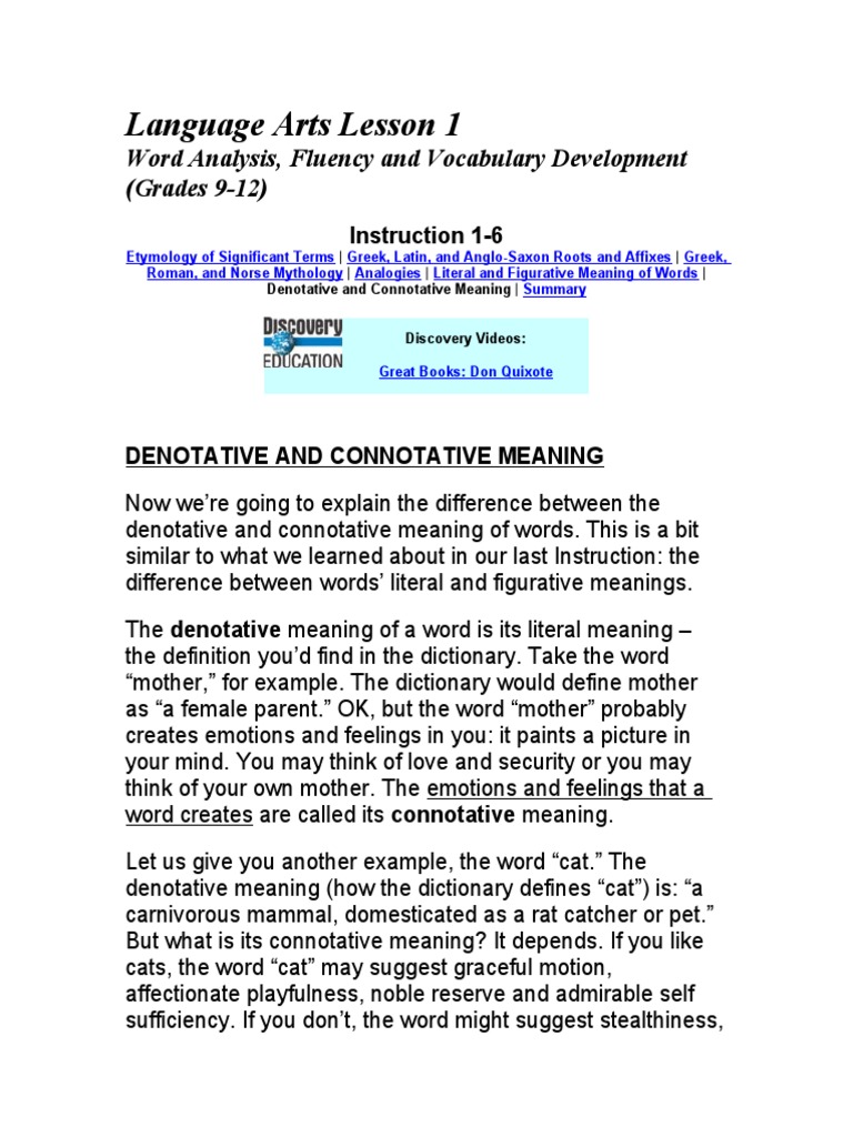 Denotive and Connotive Meanings | PDF | Emotions | Semiotics