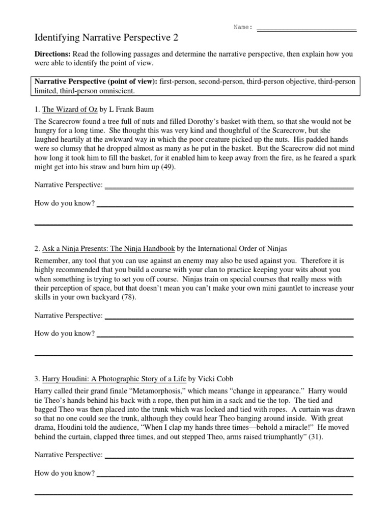 Identify Narrative Perspectives | PDF | Narration