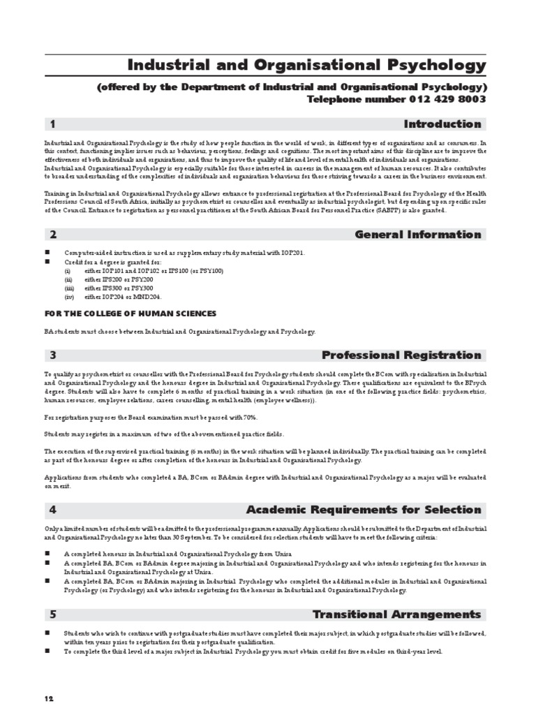 Industrial and Organisational Psychology Overview | PDF | Industrial ...